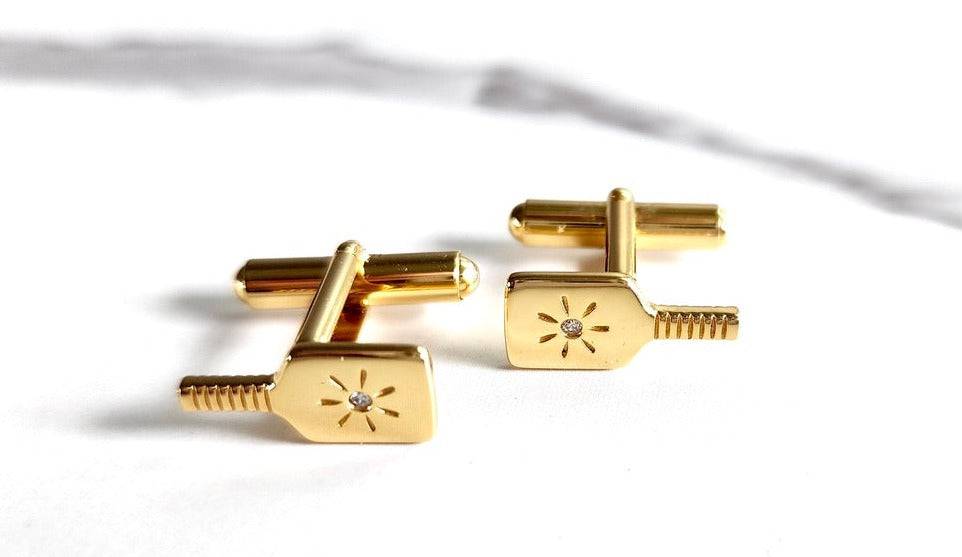 PickleBelle Designs Gold Pickleball Paddle Cuff Links | Everwild Designs