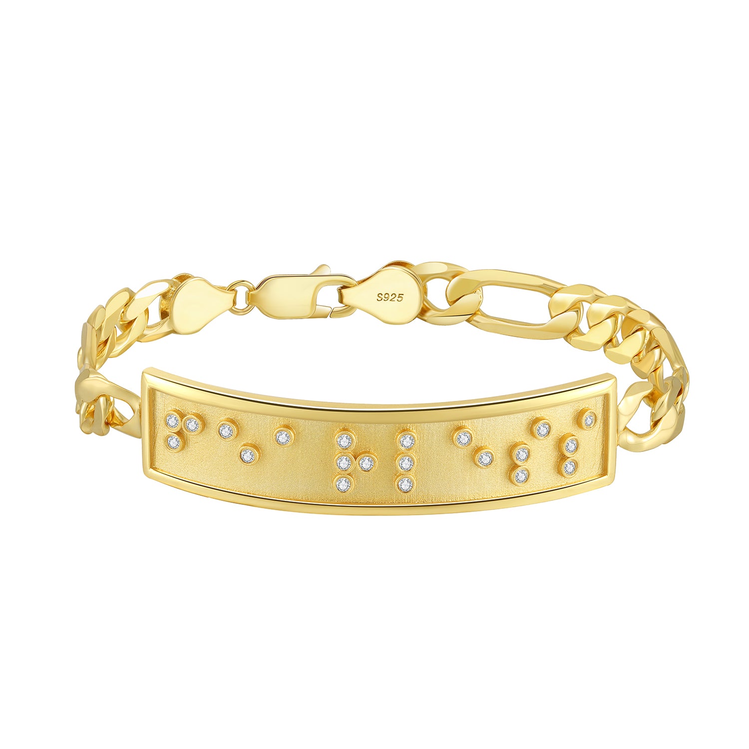 Braille Inspired Fearless ID Link Bracelet Gold| Touchstone Collection ...